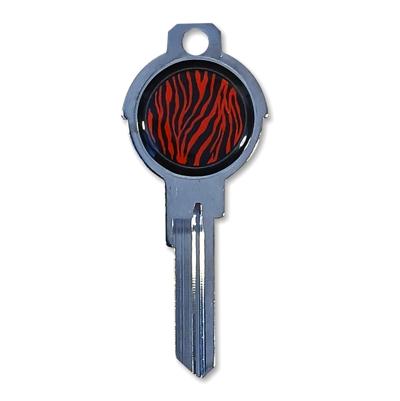 Nickel Red Zebra Flat Surface Circle Deco Epoxy House Key
