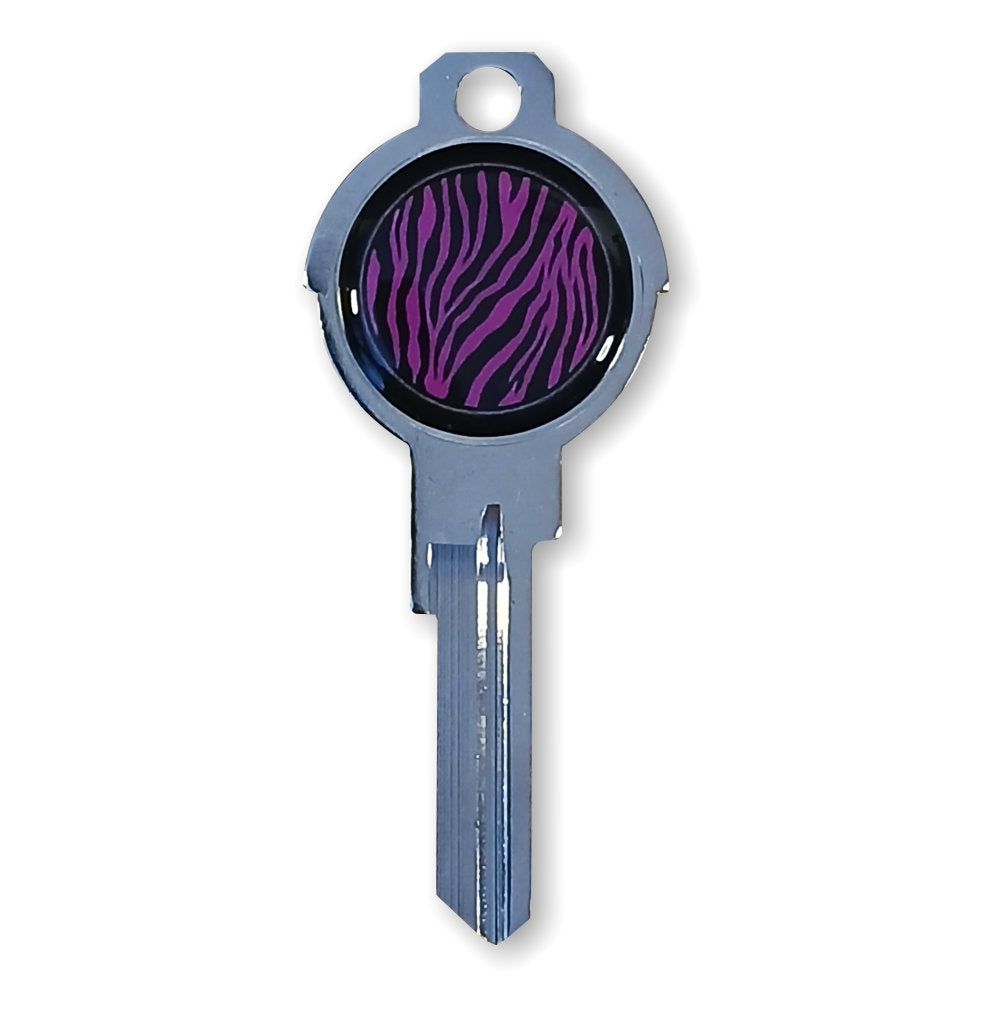 Nickel Purple Zebra Circle Deco Epoxy House Key