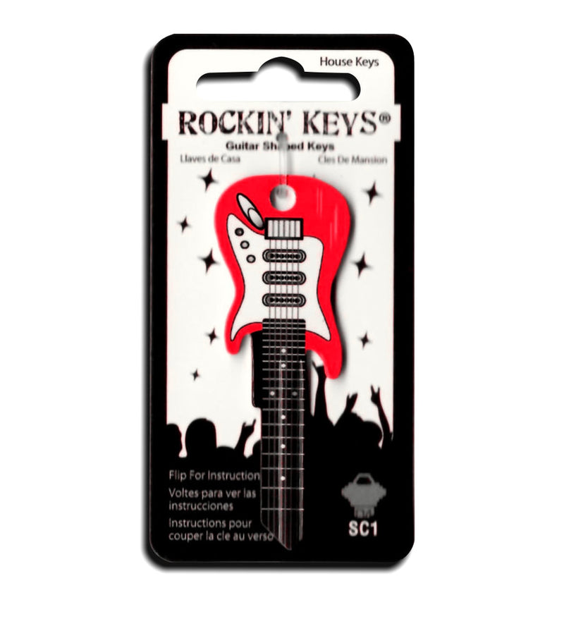 Cherry Red Electric Guitar Shaped Rockin' Key