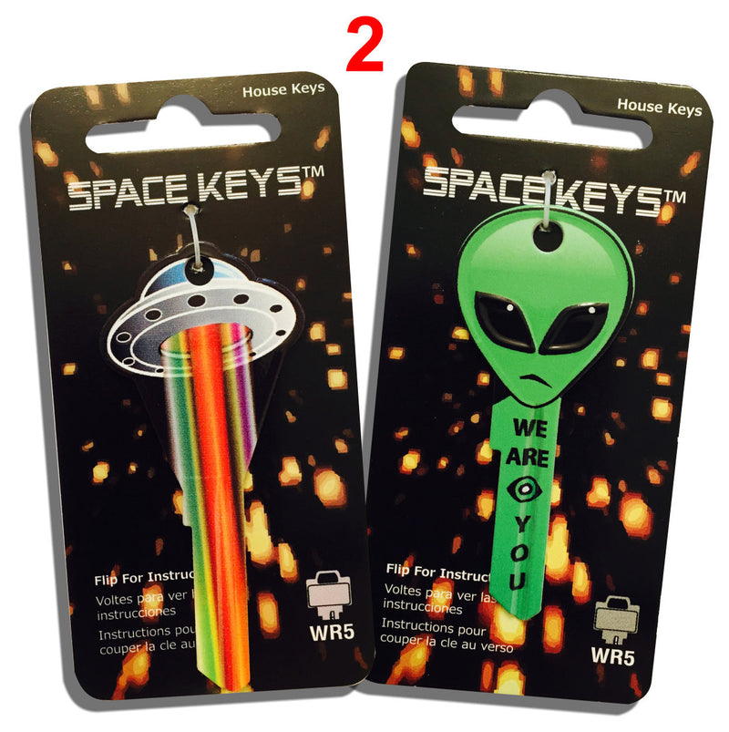 2 UFO and Alien Shaped House Keys