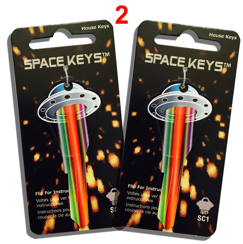 2 UFO Flying Saucer Shaped Keys Space Weapon Keys, Light space keys.
