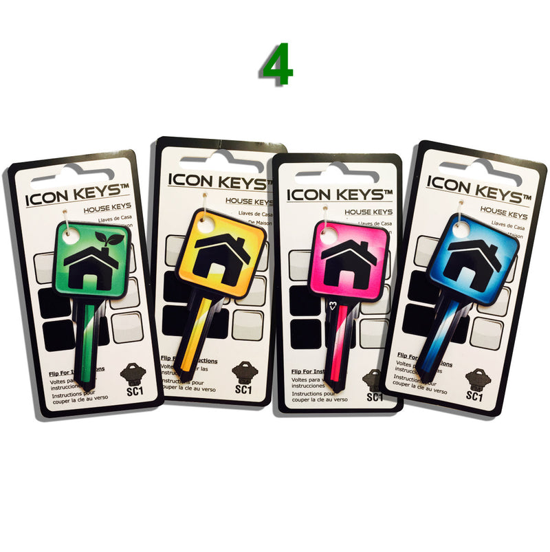 4 Bright Colored Over Sized Key Head ICON Keys