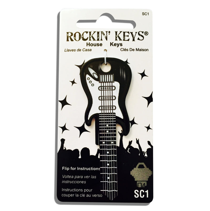Black Electric Guitar Shaped Rockin' Key